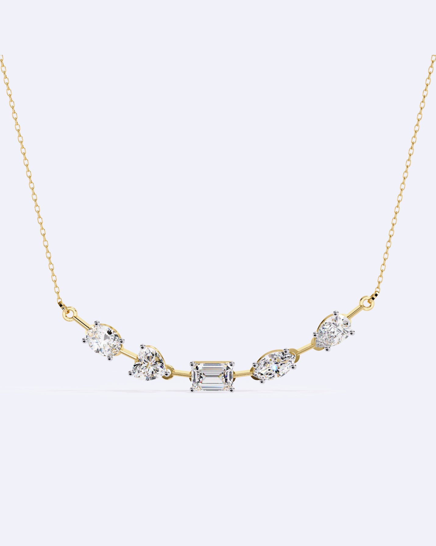 Modern Multi-Shape Diamond Necklace – Aureva Collection